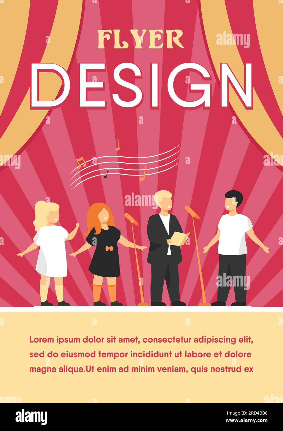 Children choir singing song in church flat vector illustration Stock ...