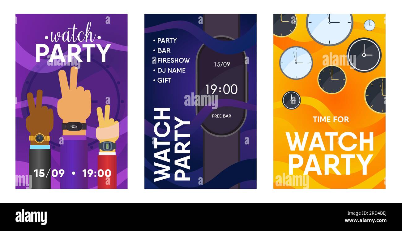 Watch Party Invitation Cards Set Stock Vector Image And Art Alamy