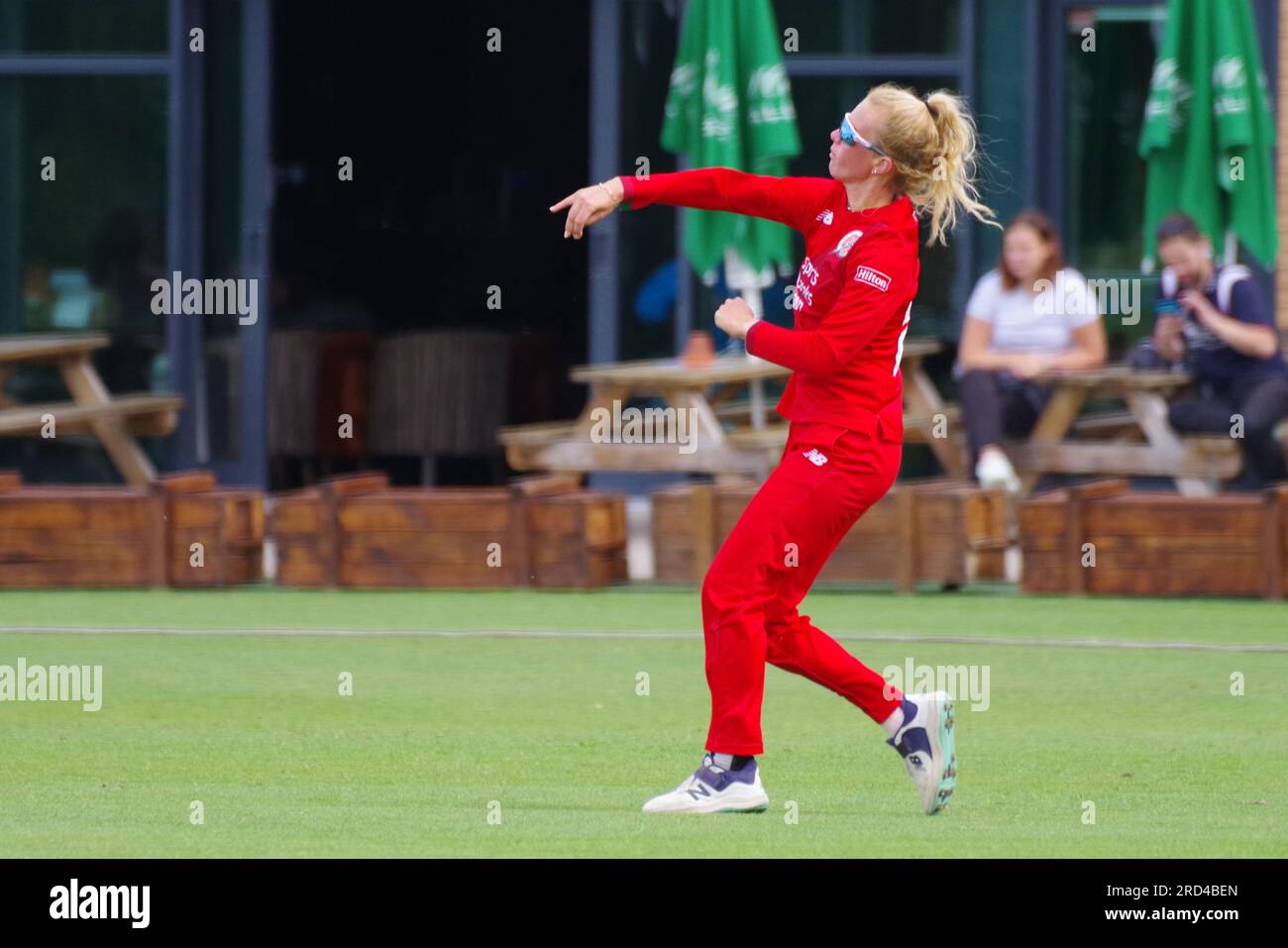 York, 11 July 2023. Laura Jackson fielding for Thunder against Northern ...