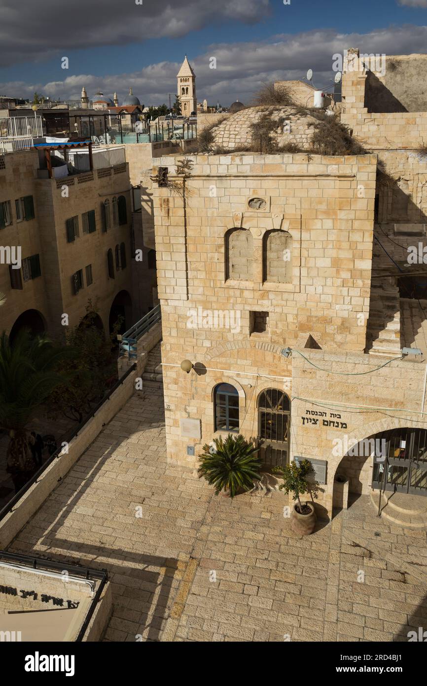 Aerial view of some of the buildings of the Jewish Quarter in the Old ...