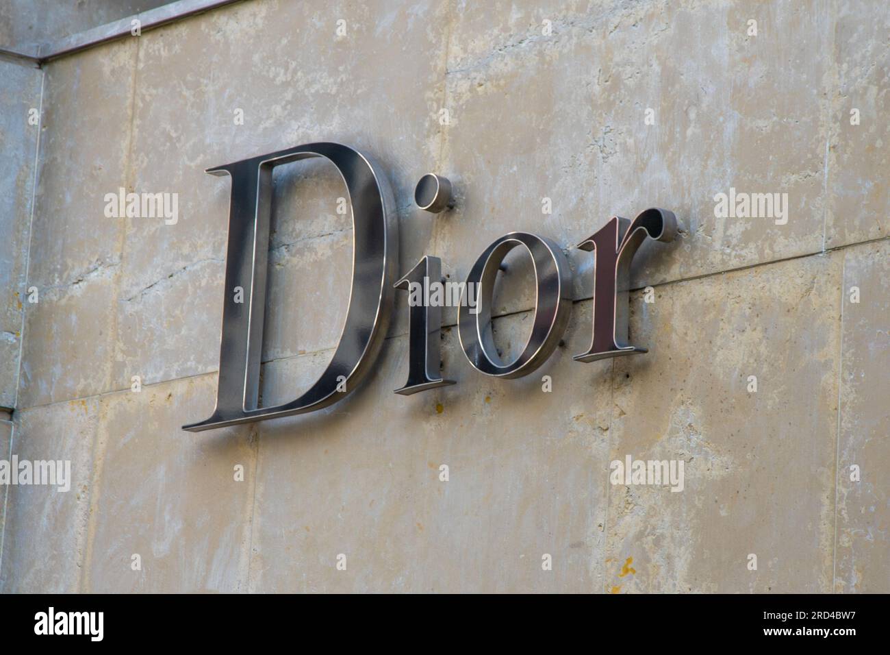 Signboard logo of the company DIOR on the store. Kyiv, Ukraine - July ...