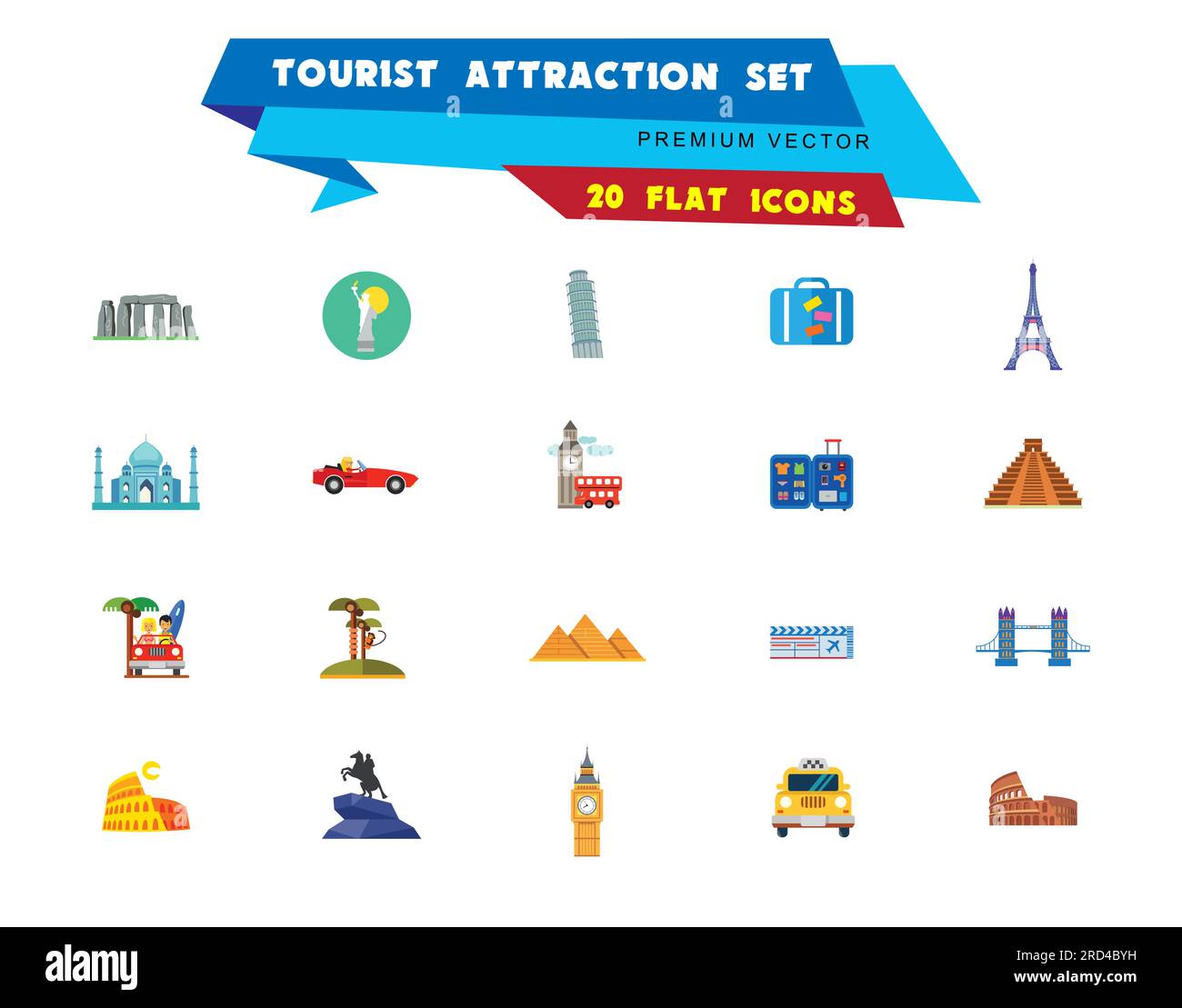 Tourist Attraction Icons Set Stock Vector Image & Art - Alamy