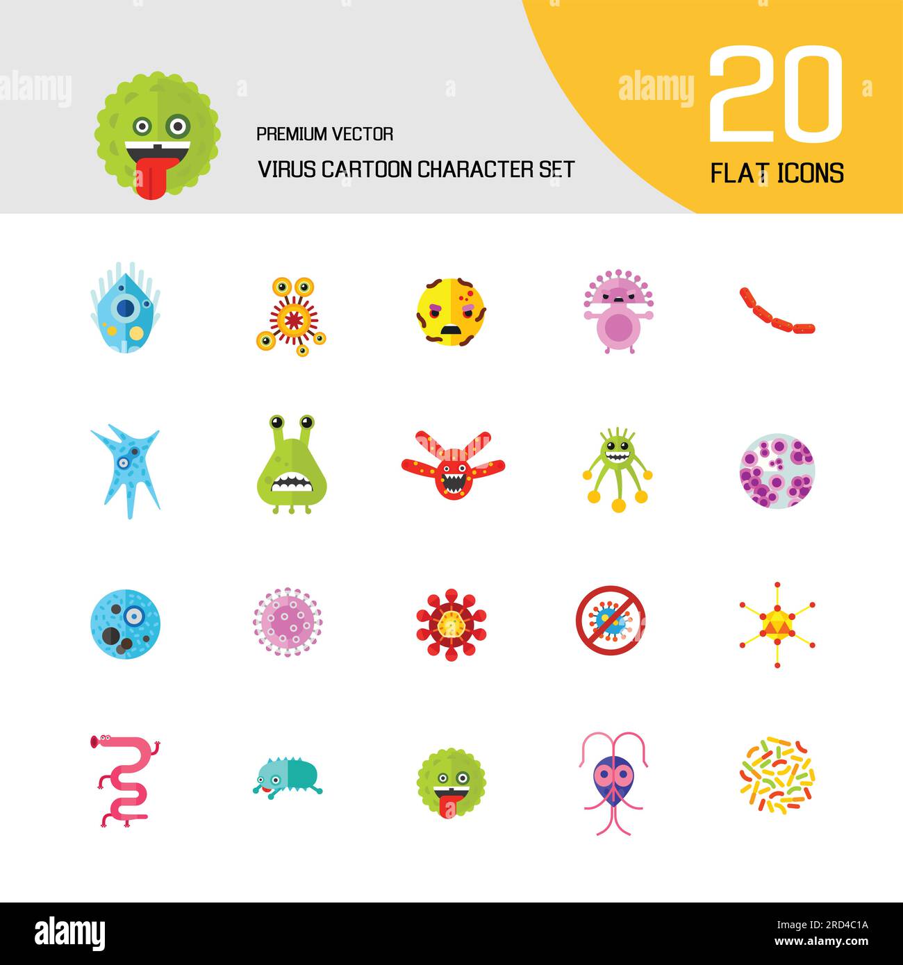 Virus Cartoon Character Icons Set Stock Vector Image & Art - Alamy