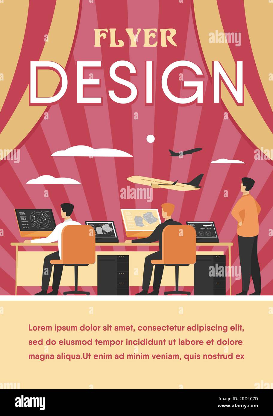 Flight control center isolated flat vector illustration Stock Vector ...