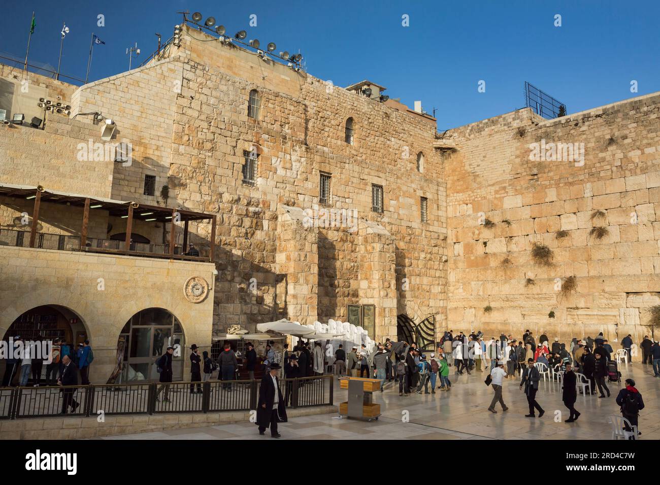Men prayer area of the Western Wall in the Old City of Jerusalem Stock ...