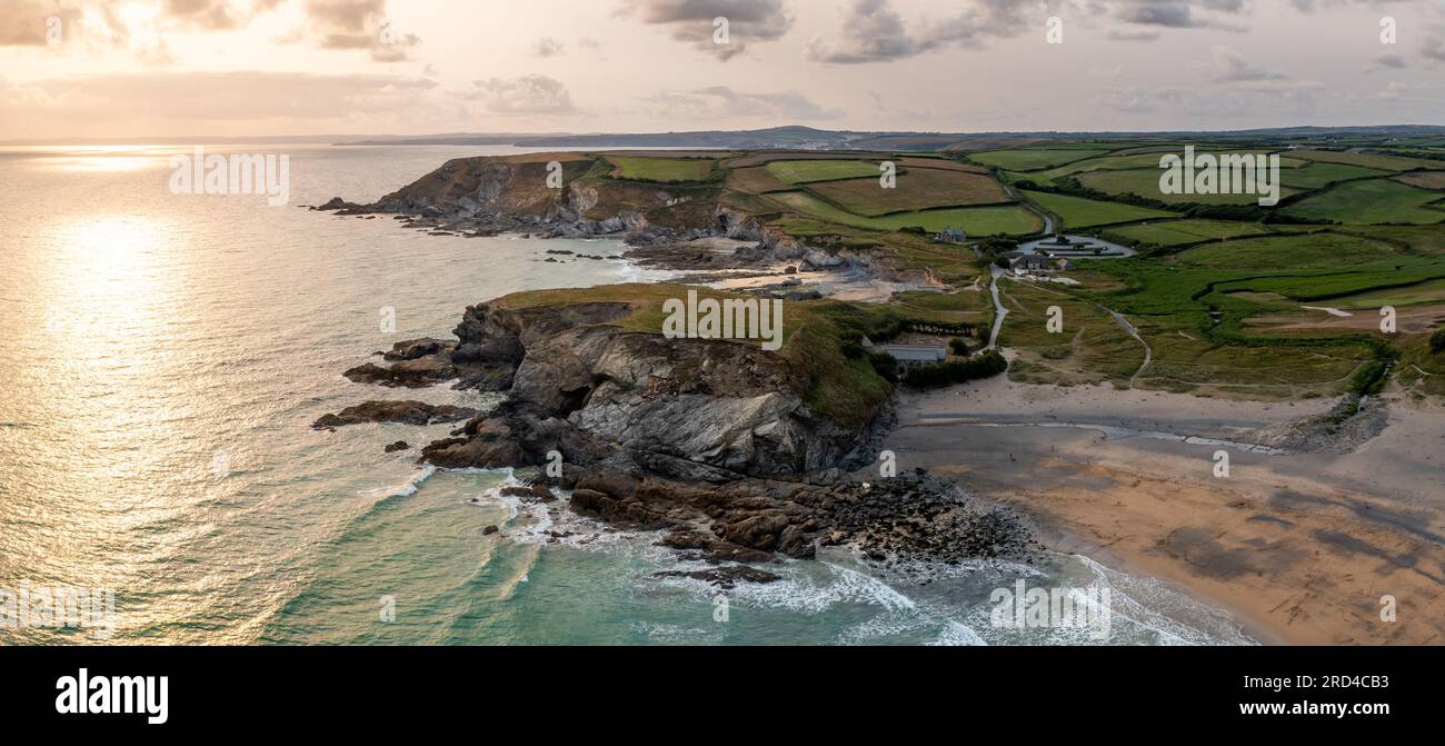 Aerial landscape panorama view of Church Cove with it's historic church ...