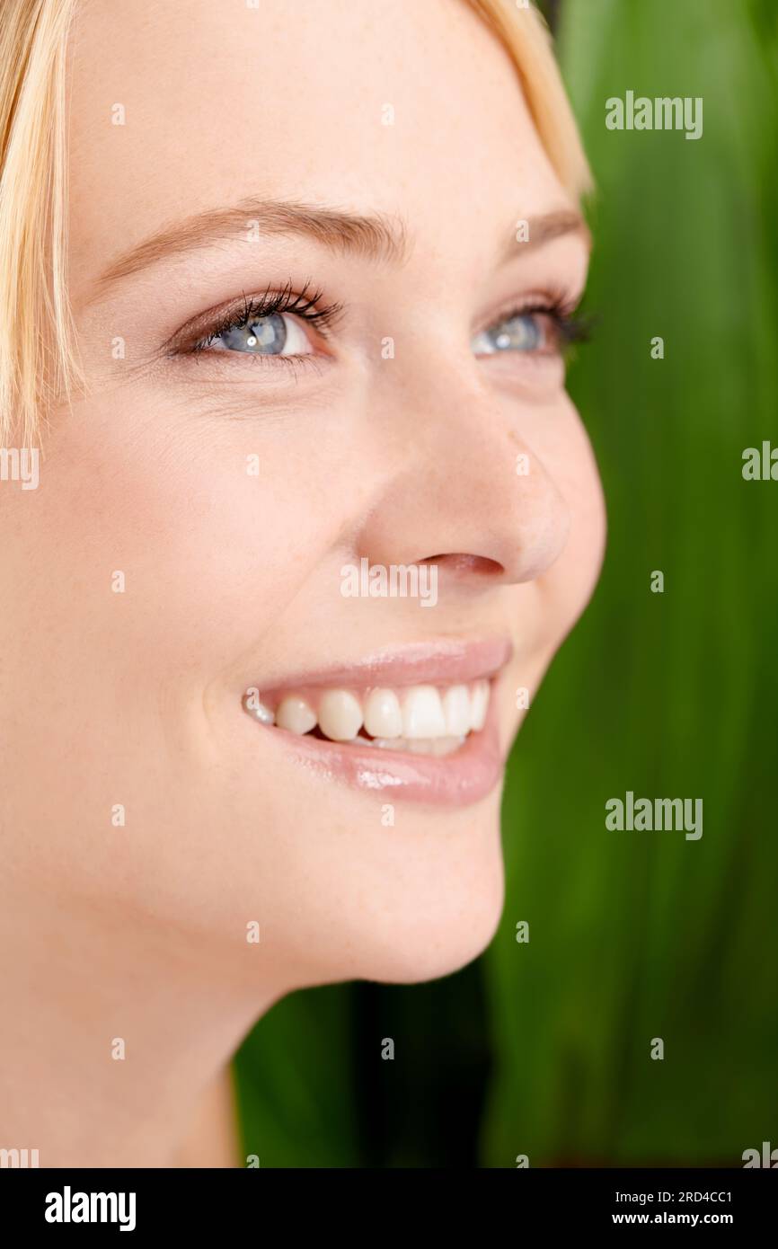 She has such a pure beauty. Headshot of a beautiful young woman against ...