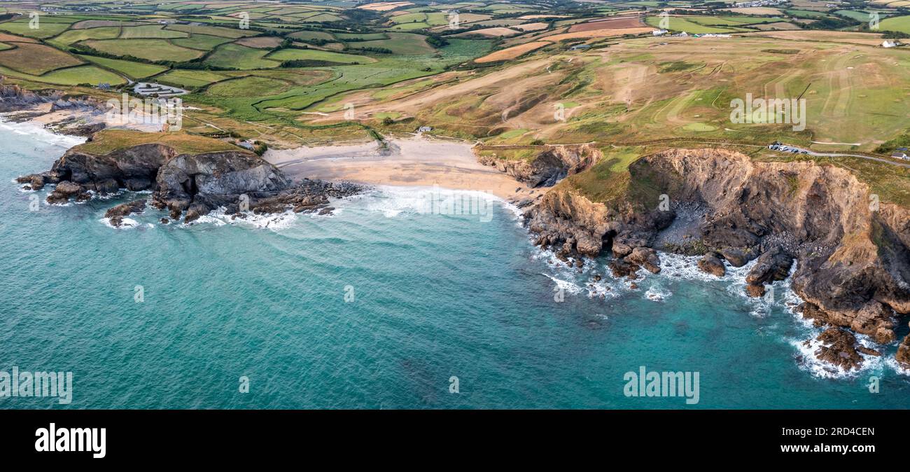 Aerial landscape panorama view of Church Cove with it's historic church ...