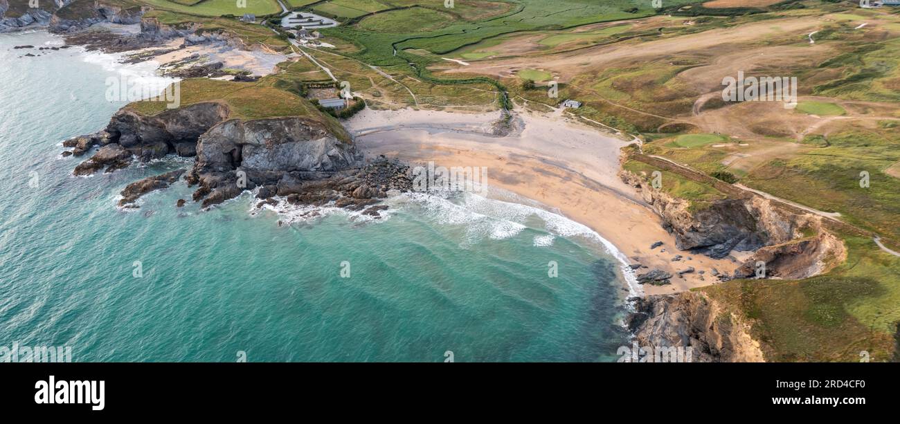 Aerial landscape panorama view of Church Cove with it's historic church ...