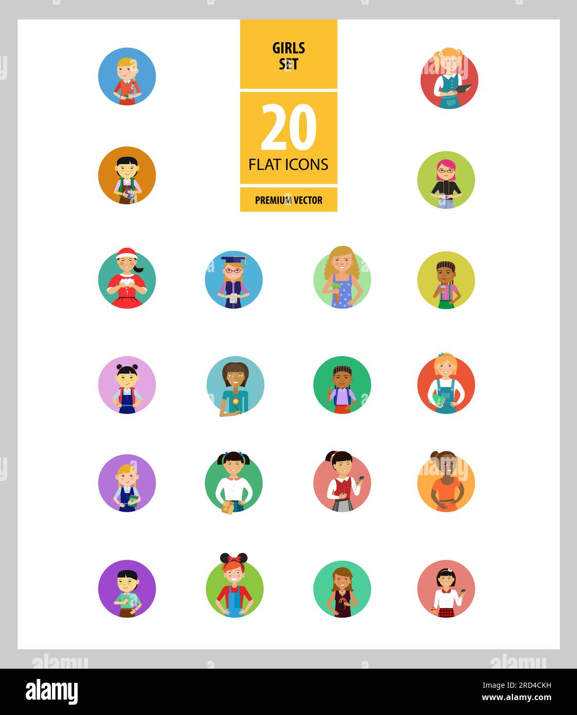 Girls Icons Set Stock Vector Image & Art - Alamy