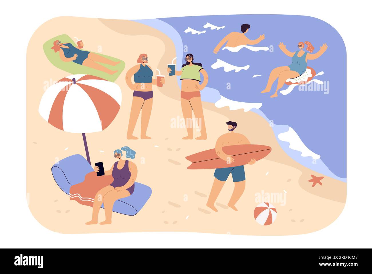 People enjoying various summer activities on beach Stock Vector Image ...