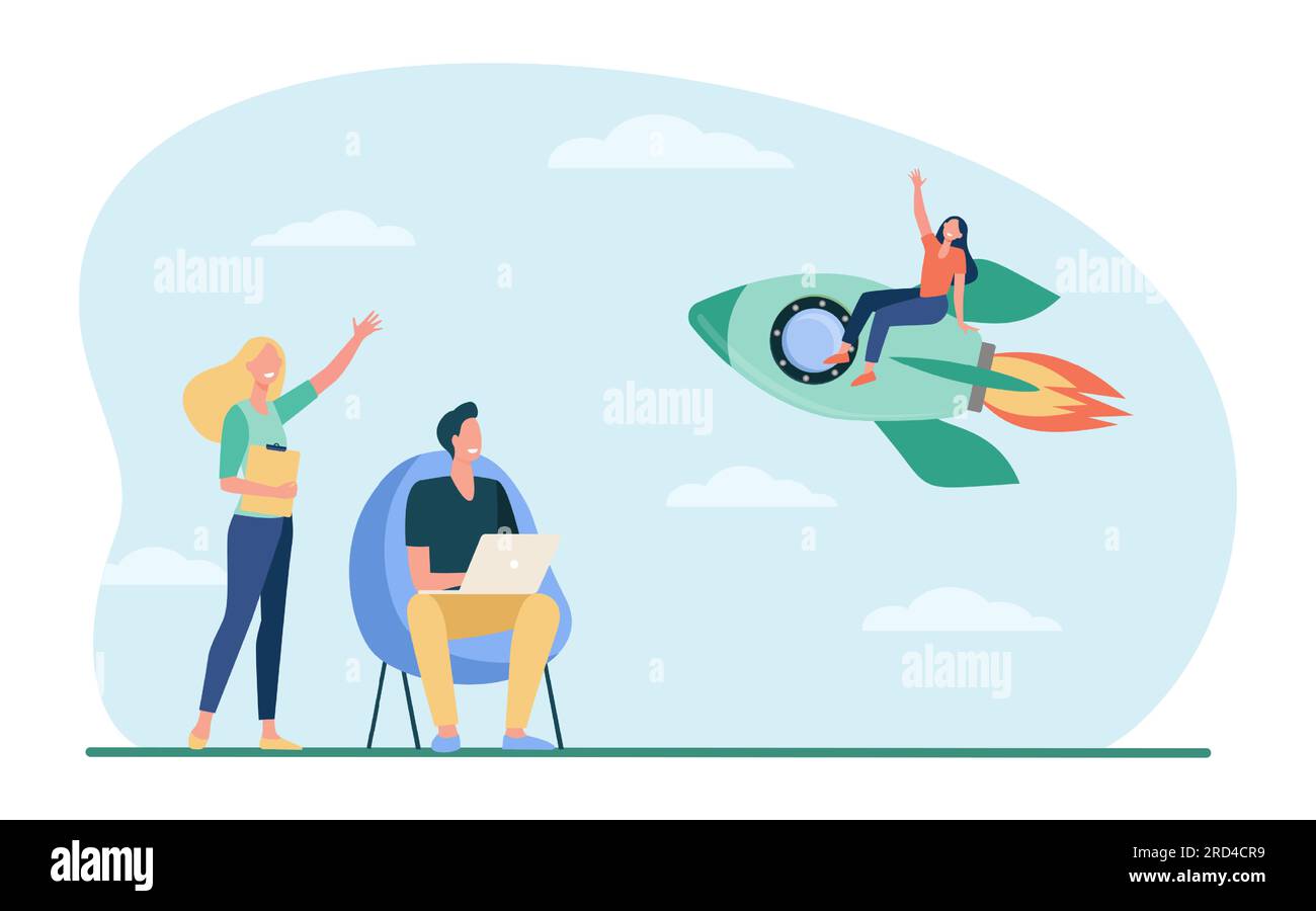 Woman sitting on rocket hi-res stock photography and images - Alamy