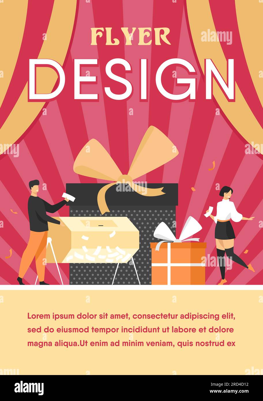 Lottery winners with raffle drum and gift boxes Stock Vector Image ...