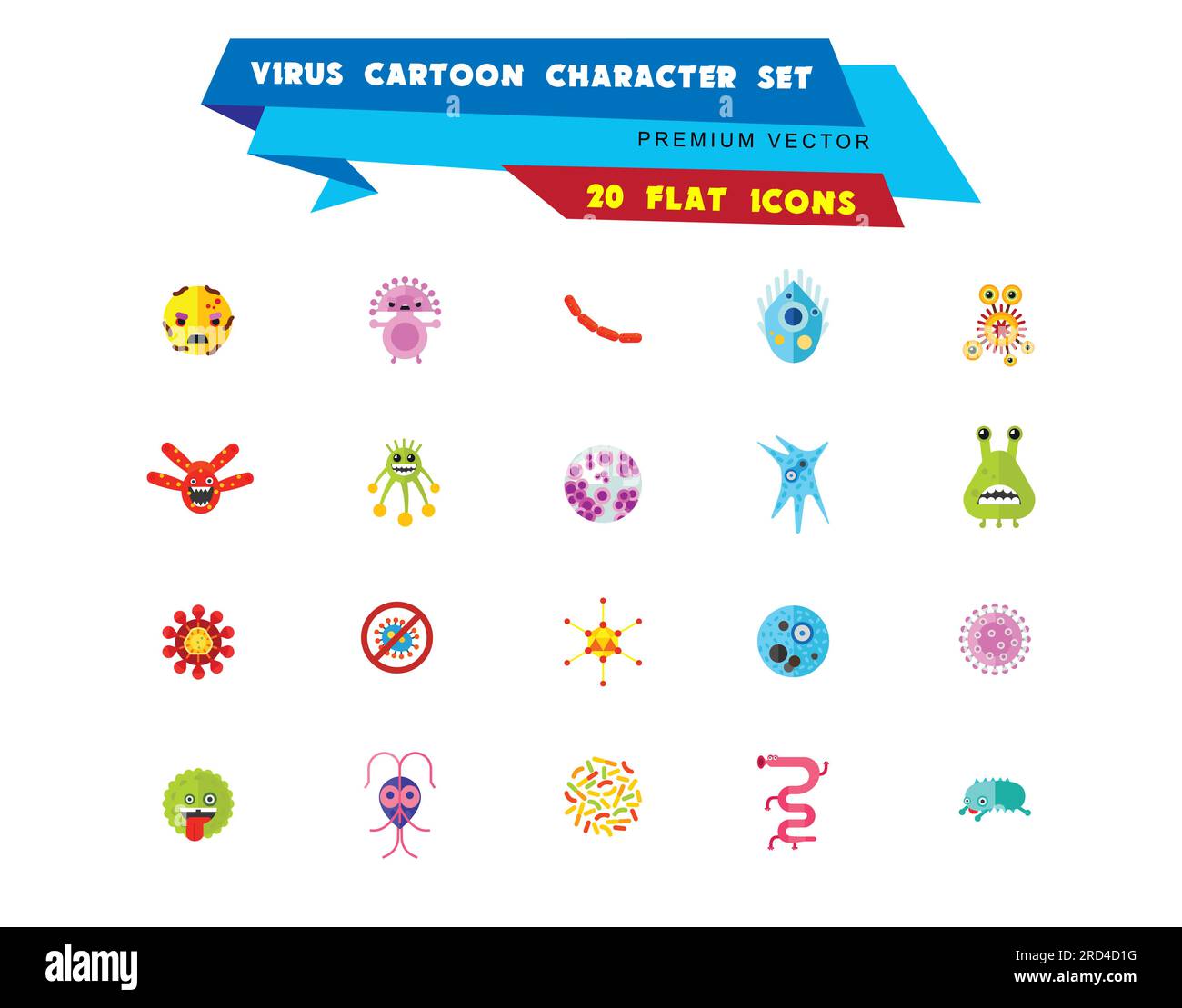 Virus Cartoon Character Icons Set Stock Vector Image & Art - Alamy