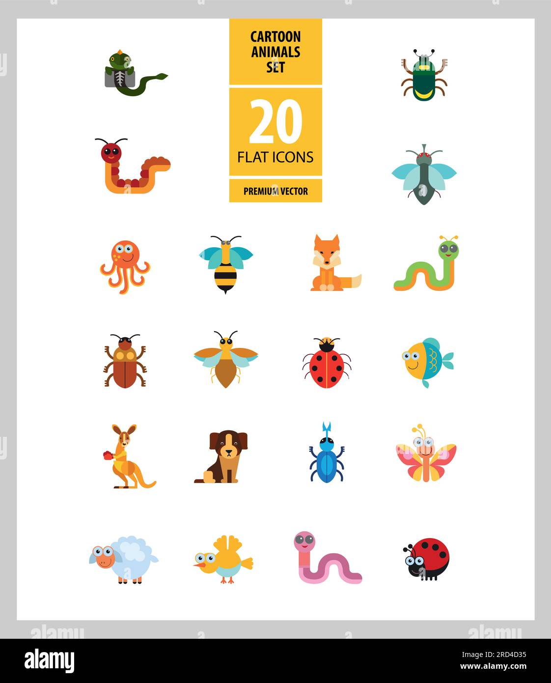 Cartoon animals icons set Stock Vector Image & Art - Alamy