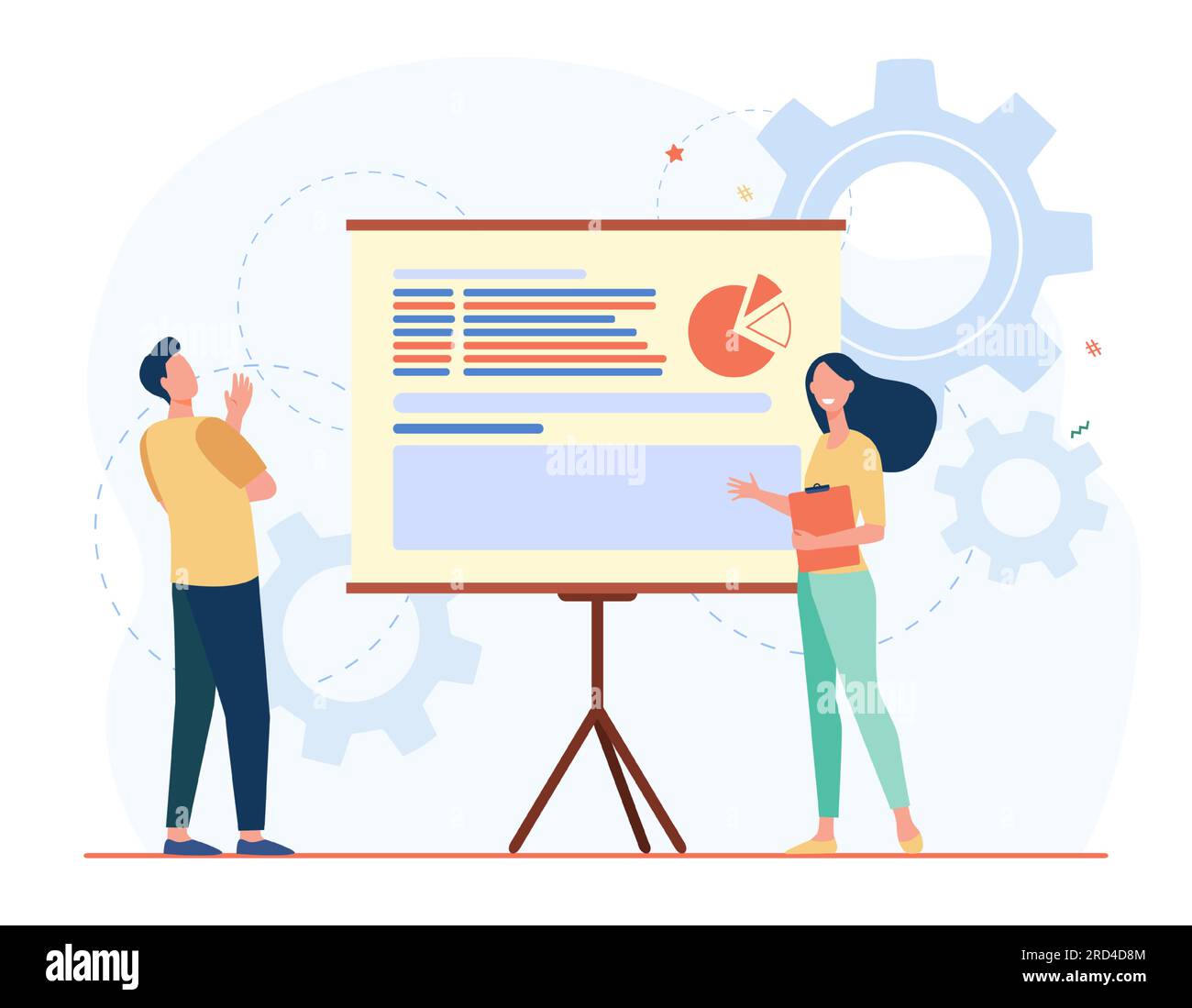 Company employee analyzing project information Stock Vector Images - Alamy