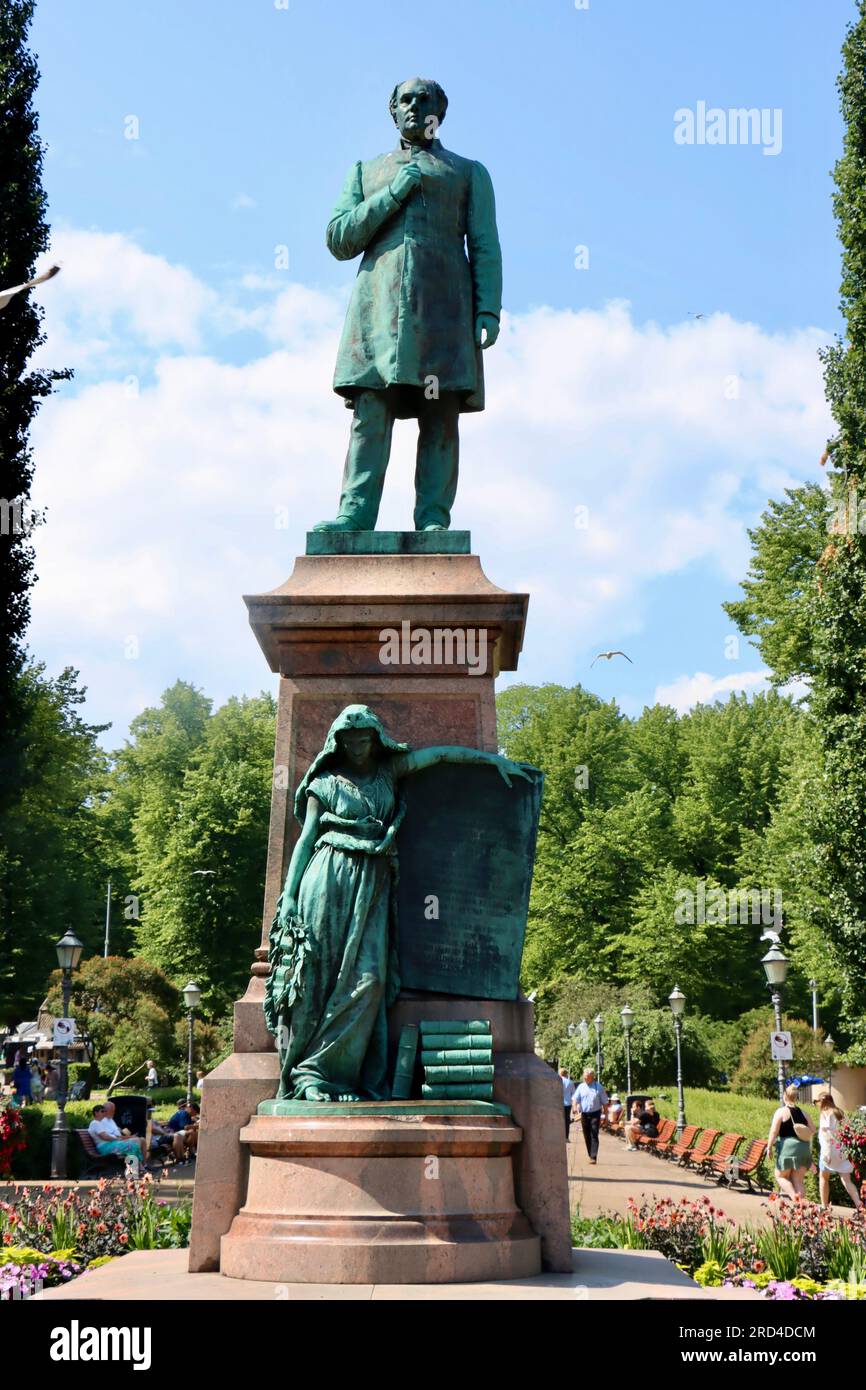 The statue of Johan Ludvig Runeberg, national poet of Finland, in ...