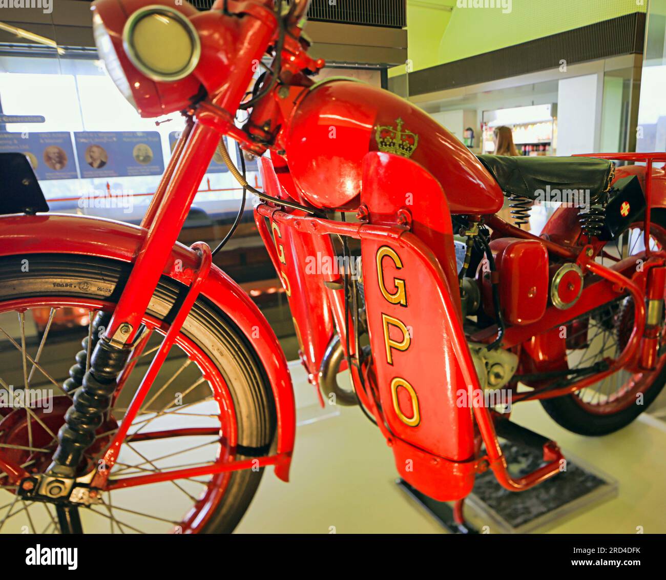 GPO vintage motorbike Tourists and schoolchildren groups on holiday ...