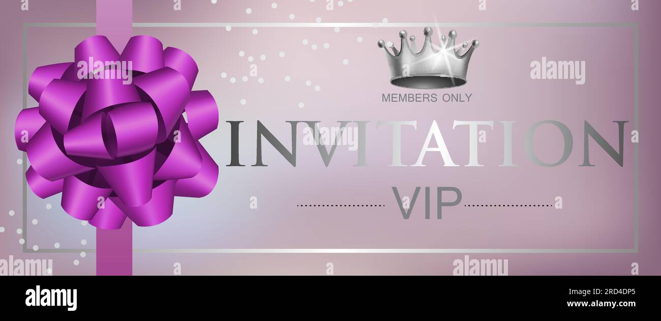 VIP invitation lettering with ribbon bow and crown Stock Vector Image ...
