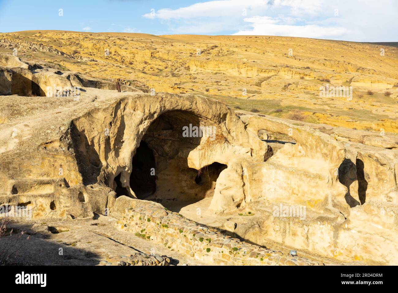 Cave structures carved into mountain in Uplistsikhe, Georgia Stock ...