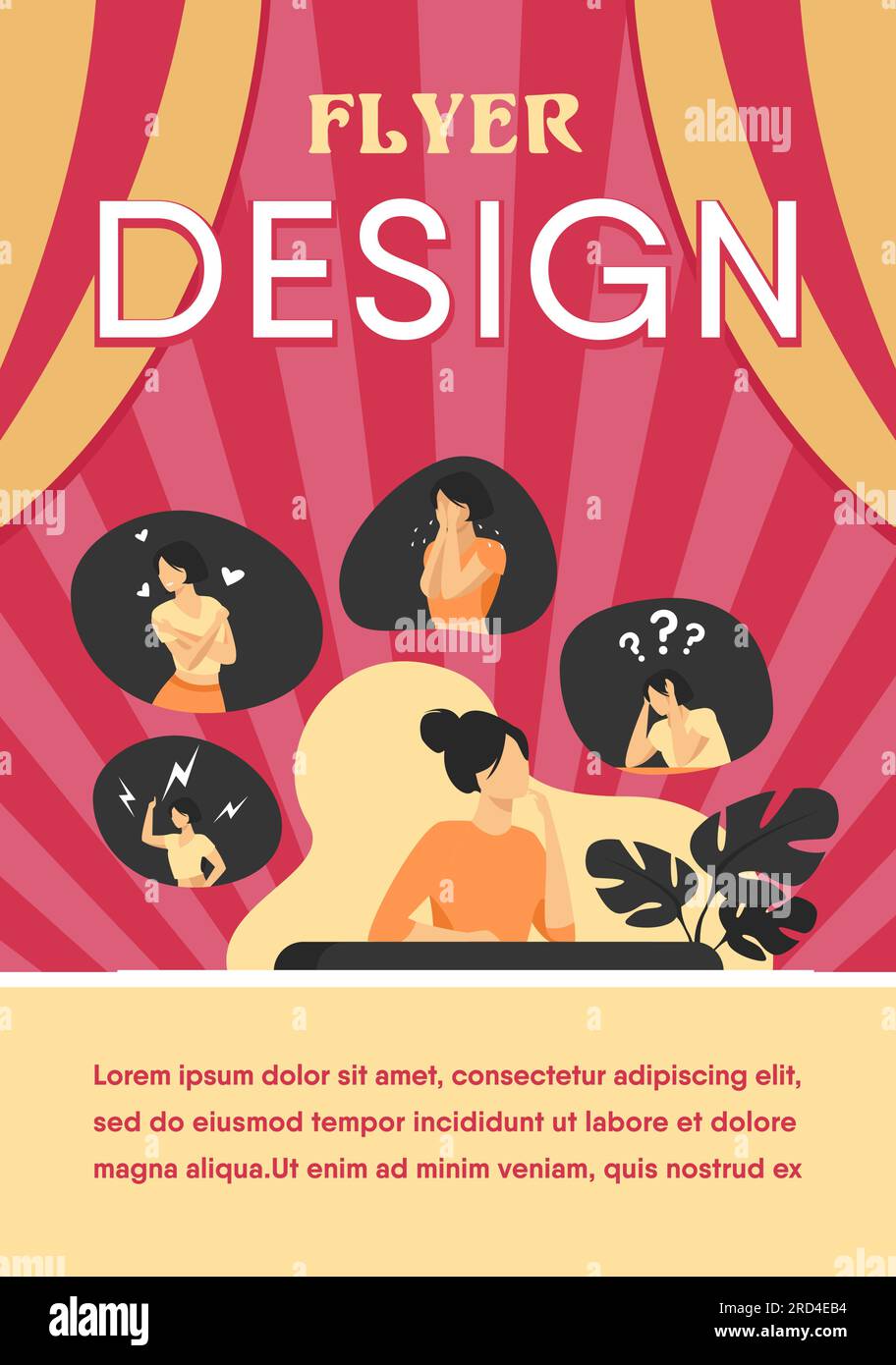 Woman expressing strong various feelings and emotions Stock Vector ...