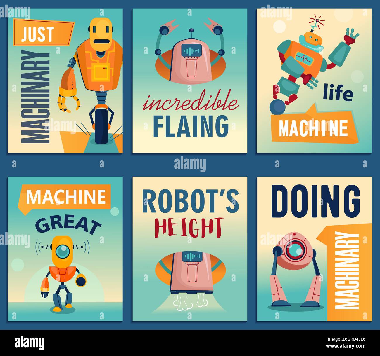 Cartoon robots flyers set Stock Vector Image & Art - Alamy