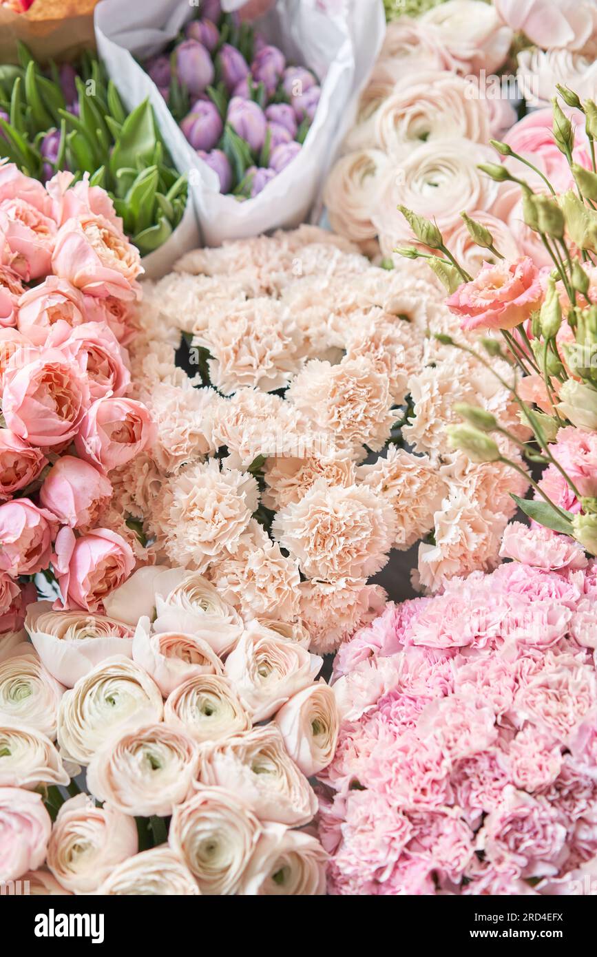 Many different colors. Showcase. Background of mix of flowers ...