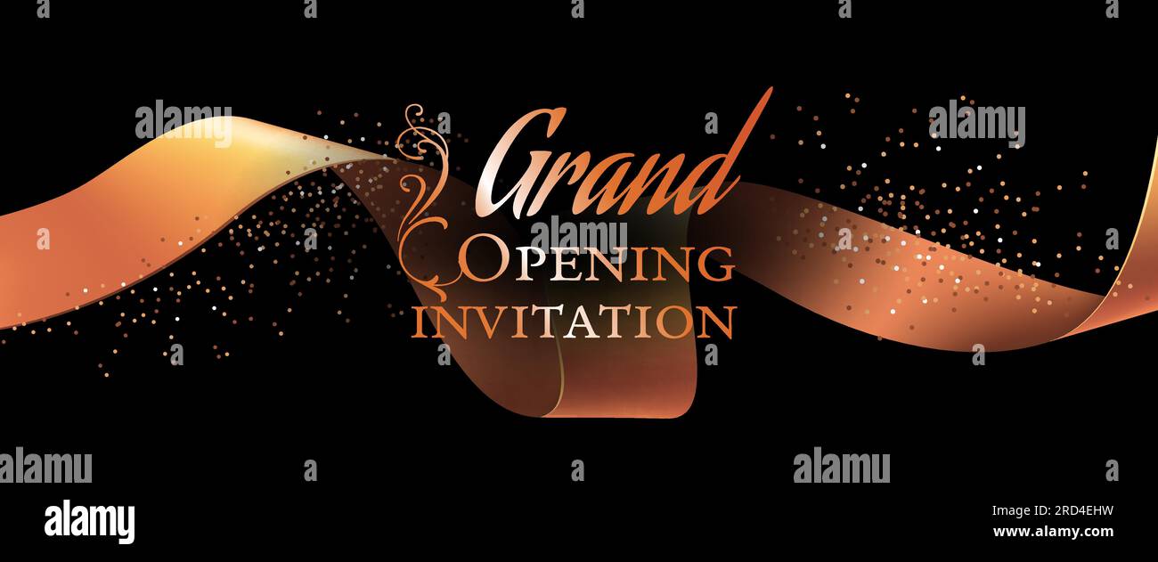 Grand opening invitation flyer template with gold ribbon Stock Vector ...