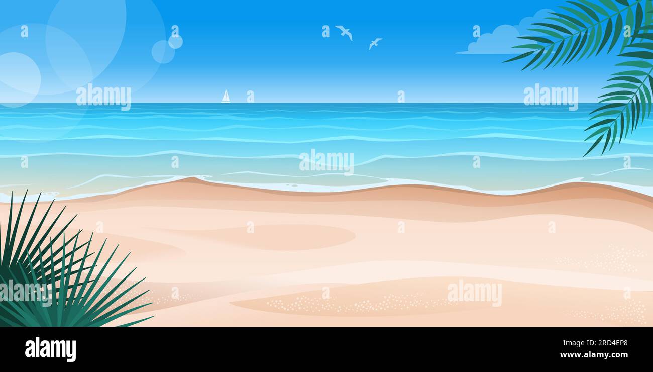 Beautiful tropical beach with sand and clean blue water, nature and ...