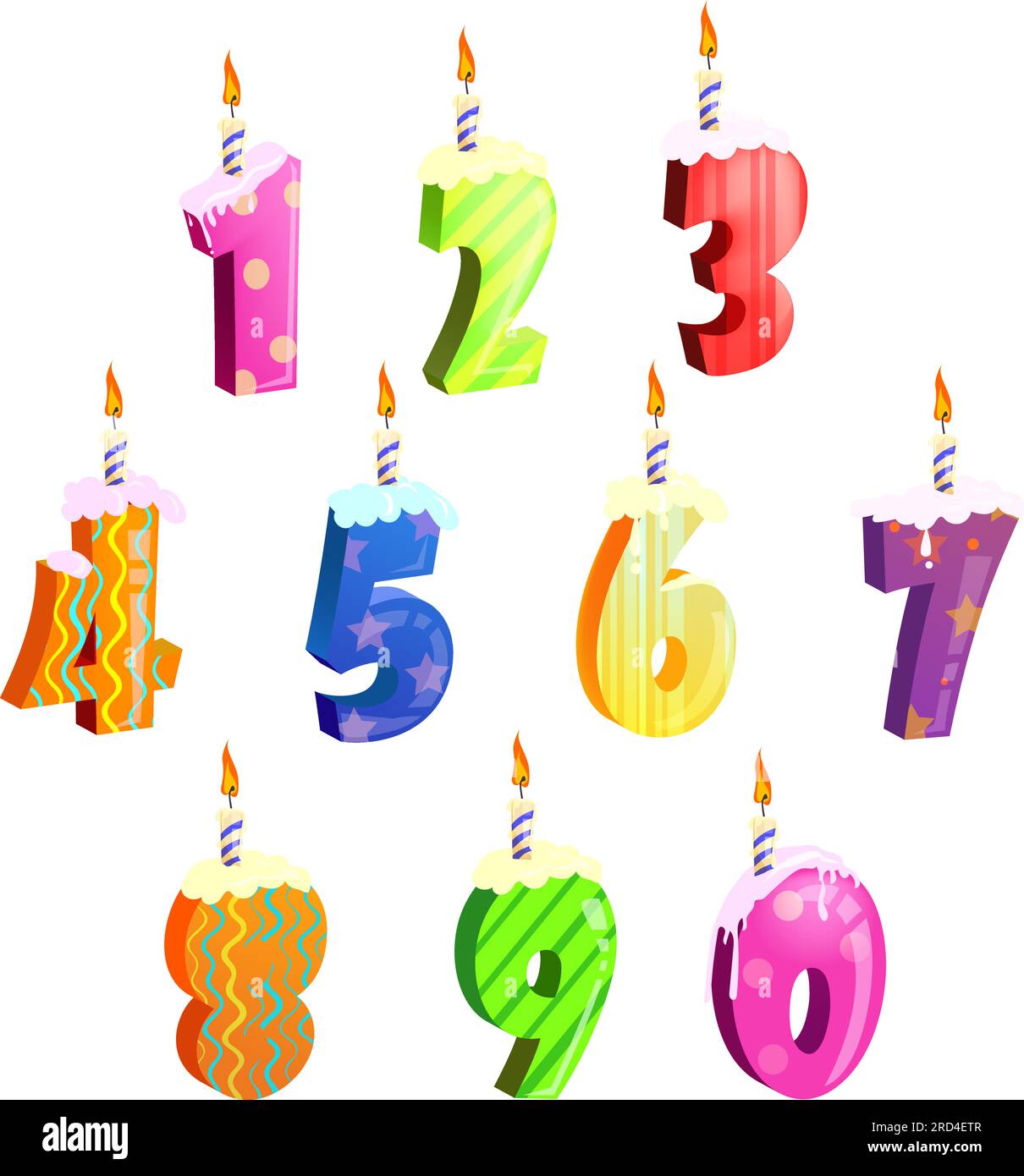 Set of birthday cake numbers Stock Vector Image & Art - Alamy