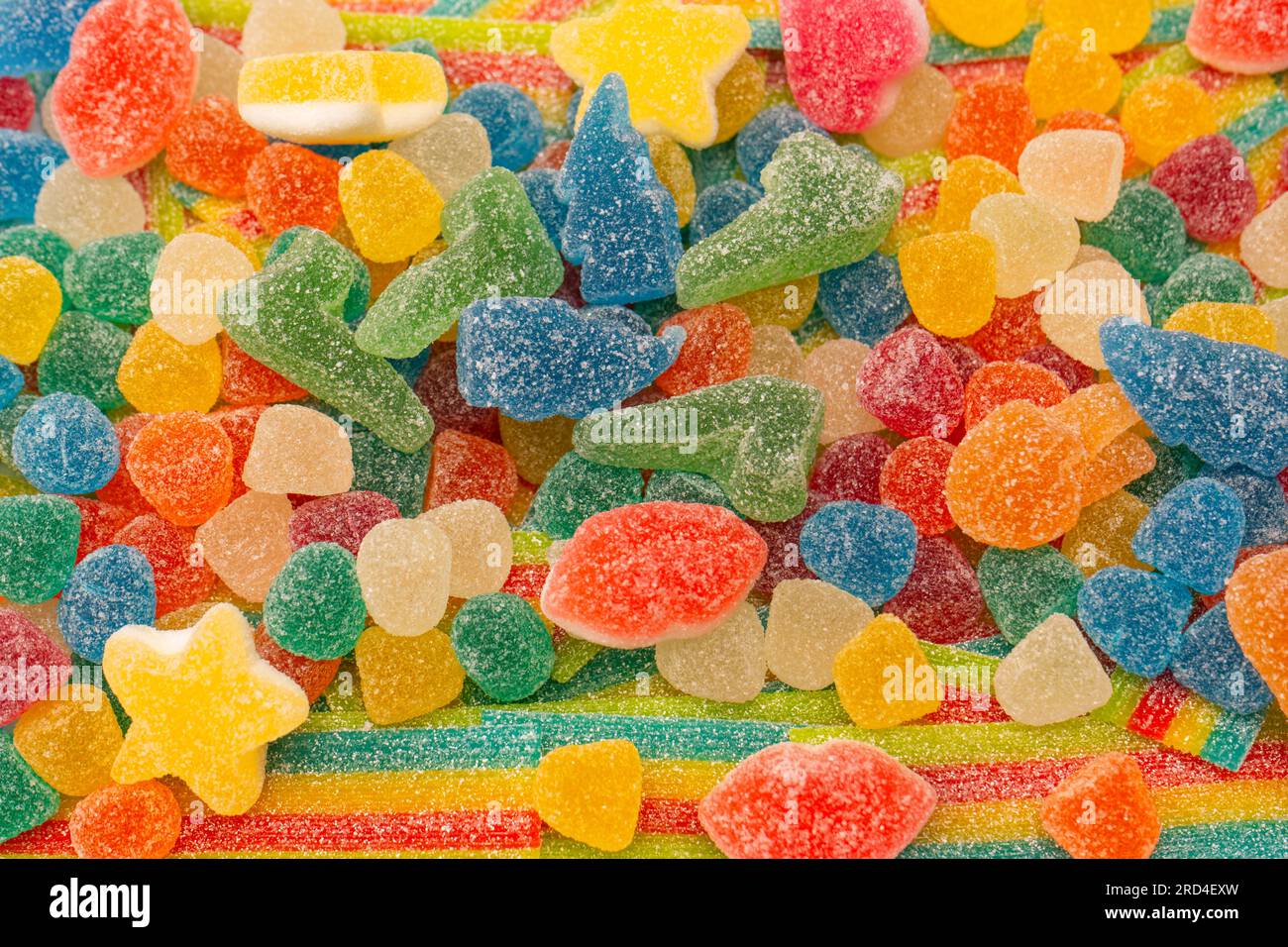 Assorted gummy candies. Top view. Jelly sweets Stock Photo - Alamy