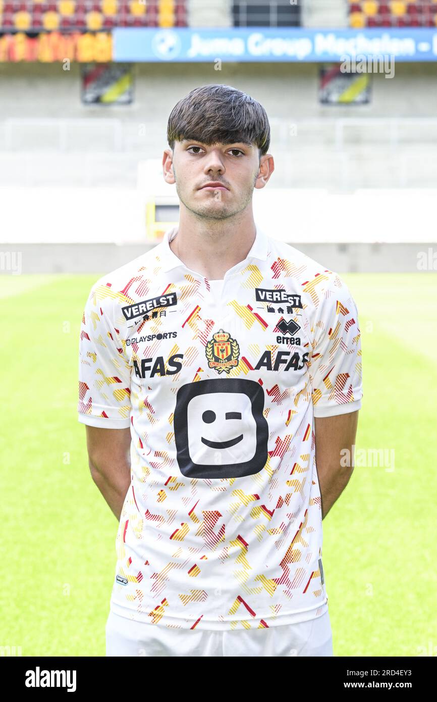 Mechelen, Belgium. 18th July, 2023. Mechelen's goalkeeper Oskar Annel ...