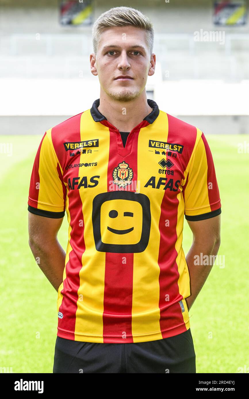 Mechelen, Belgium. 18th July, 2023. Mechelen's Bas Van Den Eynden poses ...