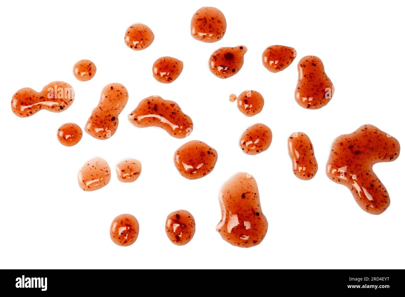 Red jam splashes isolated on a white background. Top view Stock Photo ...