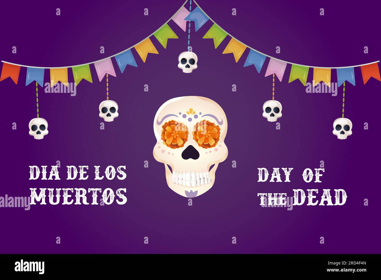 Day of the dead postcard. skull and flor de muerto,bread of the dead ...