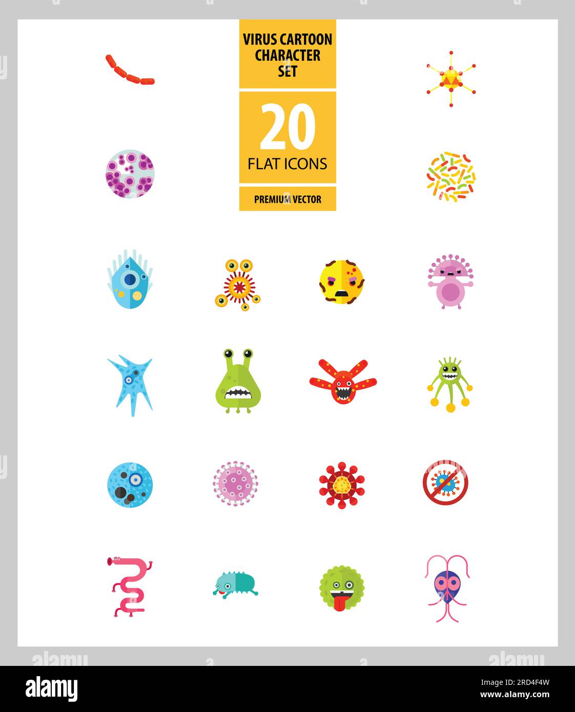 Virus Cartoon Character Icons Set Stock Vector Image & Art - Alamy