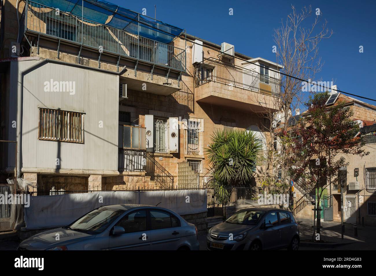 Horizontal view of a street of Mea Shearim, one of the oldest Jewish ...
