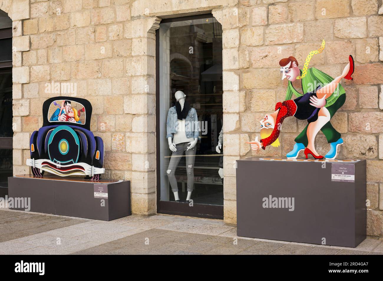 Horizontal view of two colorful works of art by Yuval Mahler decorating ...