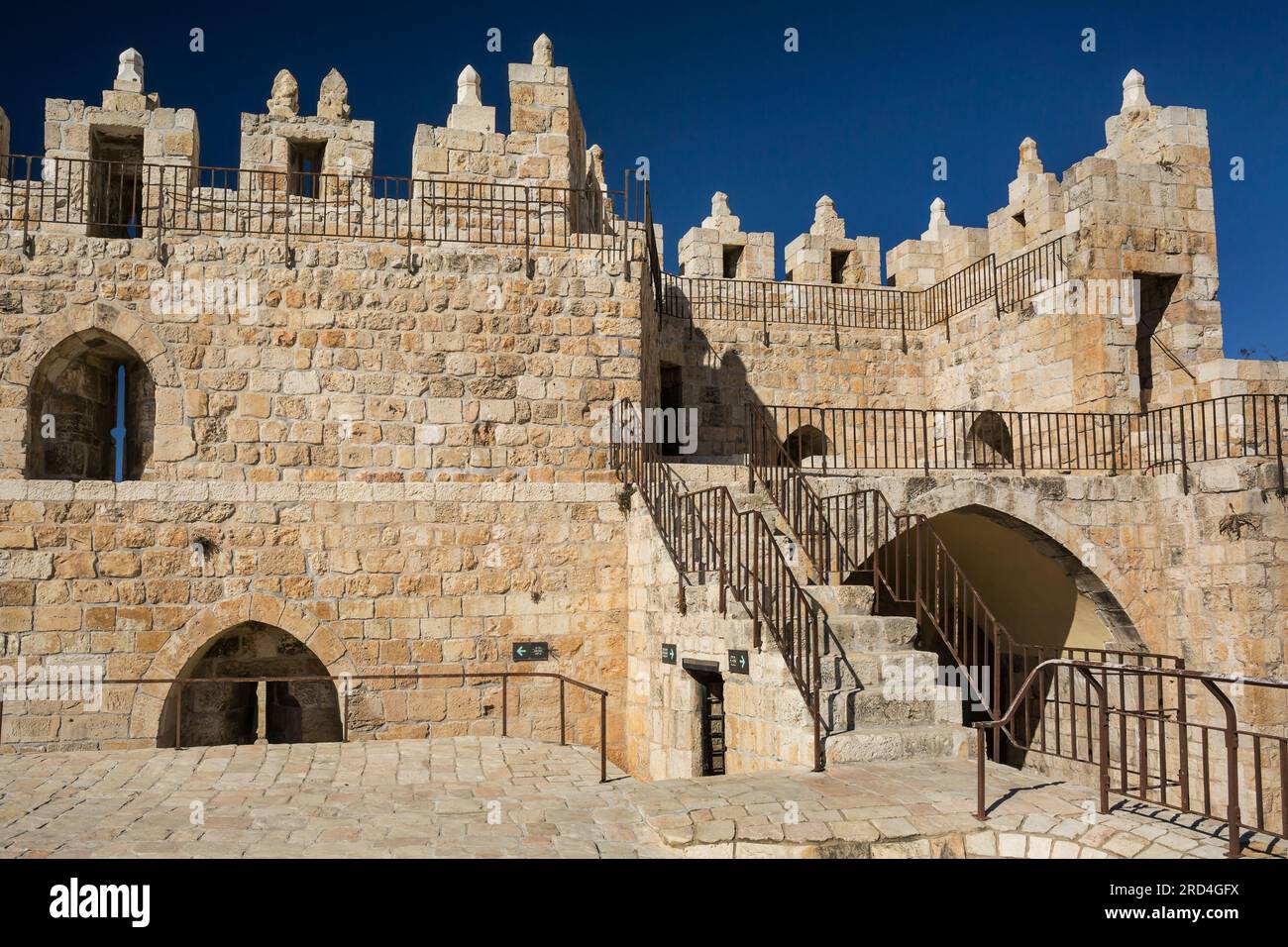 Horizontal view of the back of the Damascus Gate from the Ramparts Walk ...