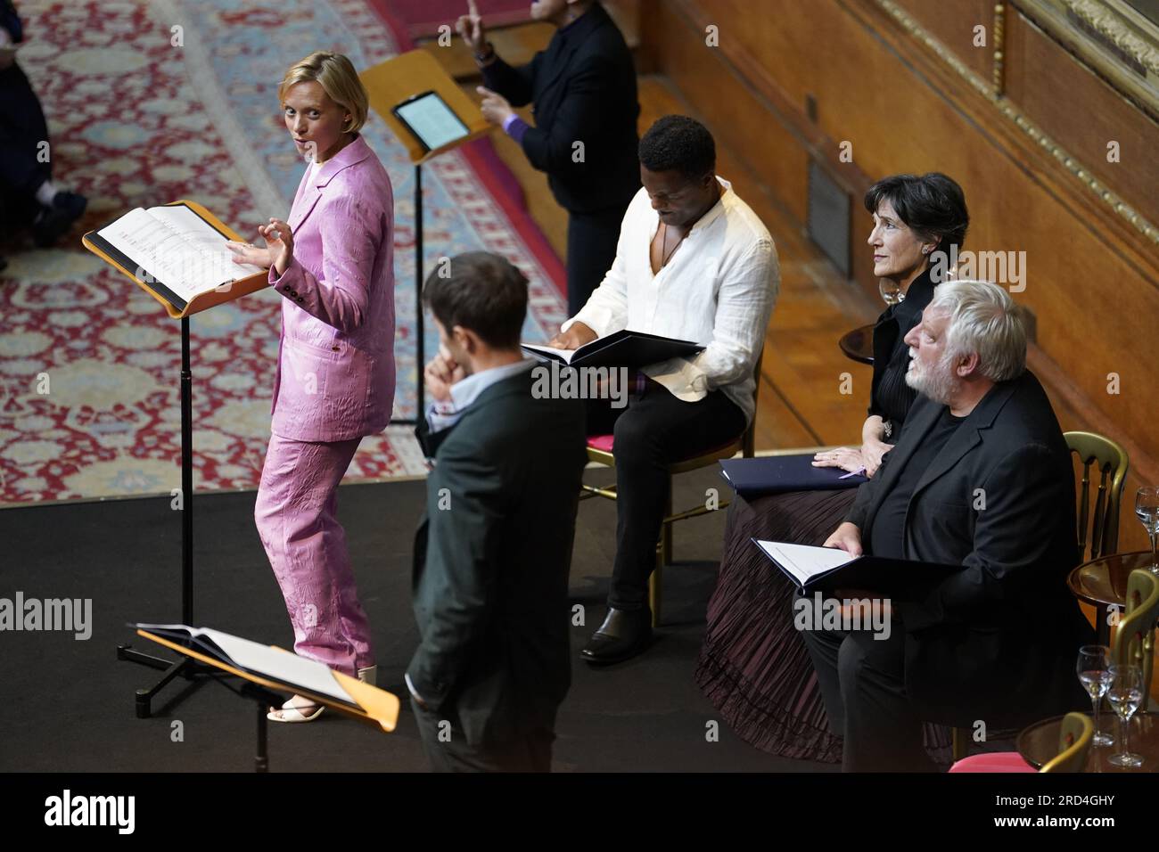 Lucy Phelps performing during a reception hosted by King Charles III ...