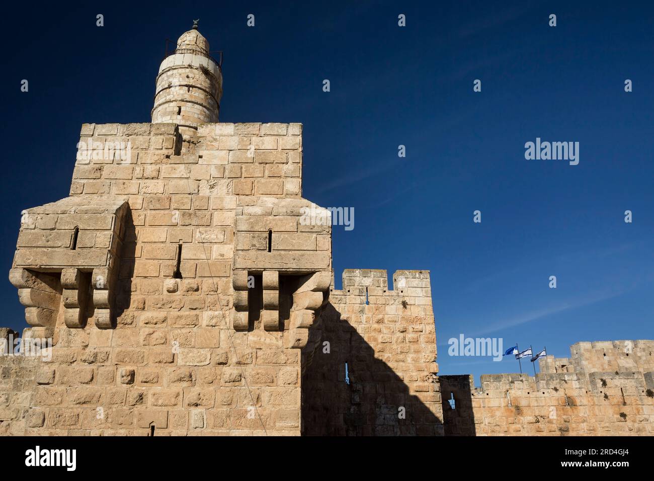 Horizontal low angle view of the Tower of David in the City of David ...