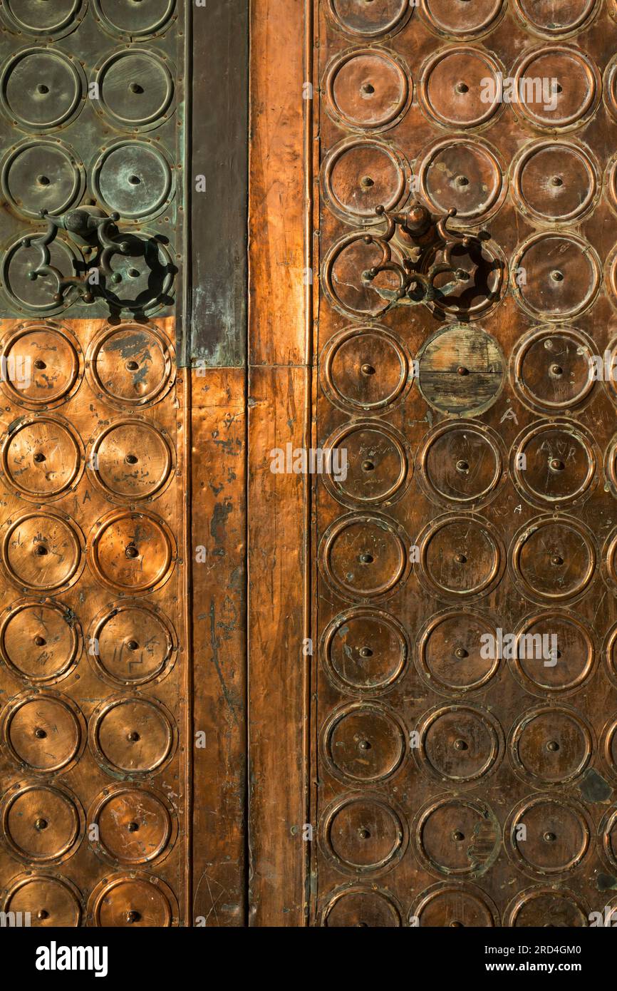 Vertical close-up view of a door of the Dome of the Rock on the Temple ...