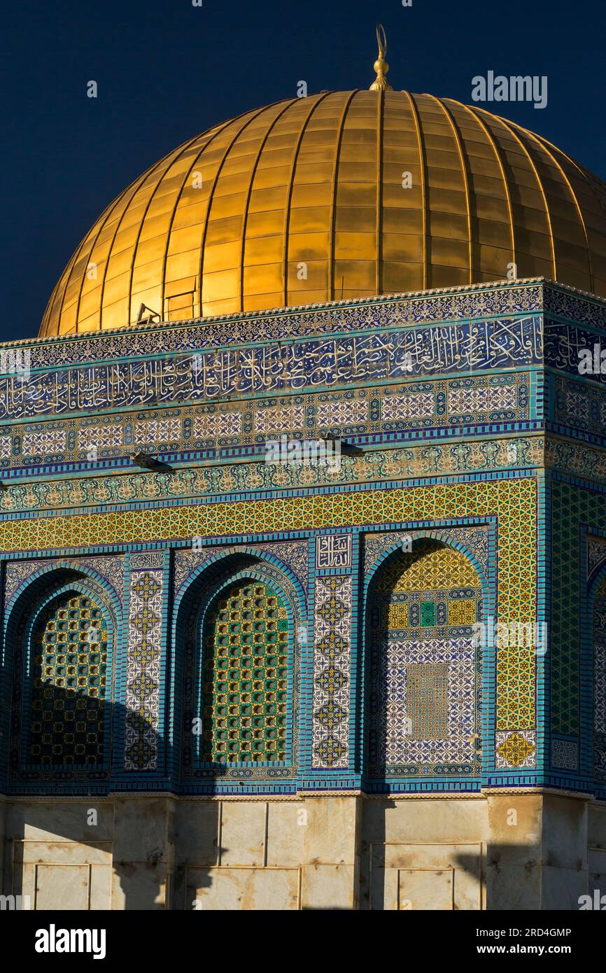 Vertical close-up view of the Dome of the Rock on the Temple Mount of ...