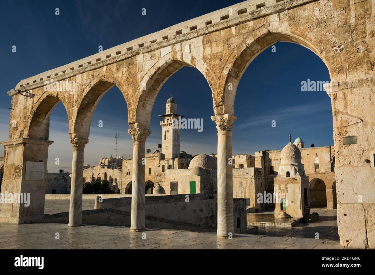Horizontal slanted view of the Bab al-Silsila minaret through the ...