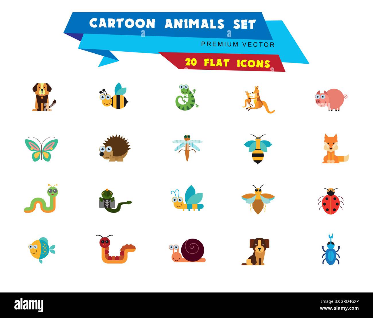 Cartoon animals icons set Stock Vector Image & Art - Alamy