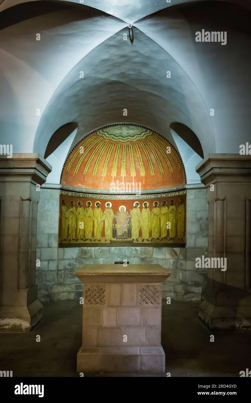Vertical view of the crypt, place where Mary ascended into heaven, in ...