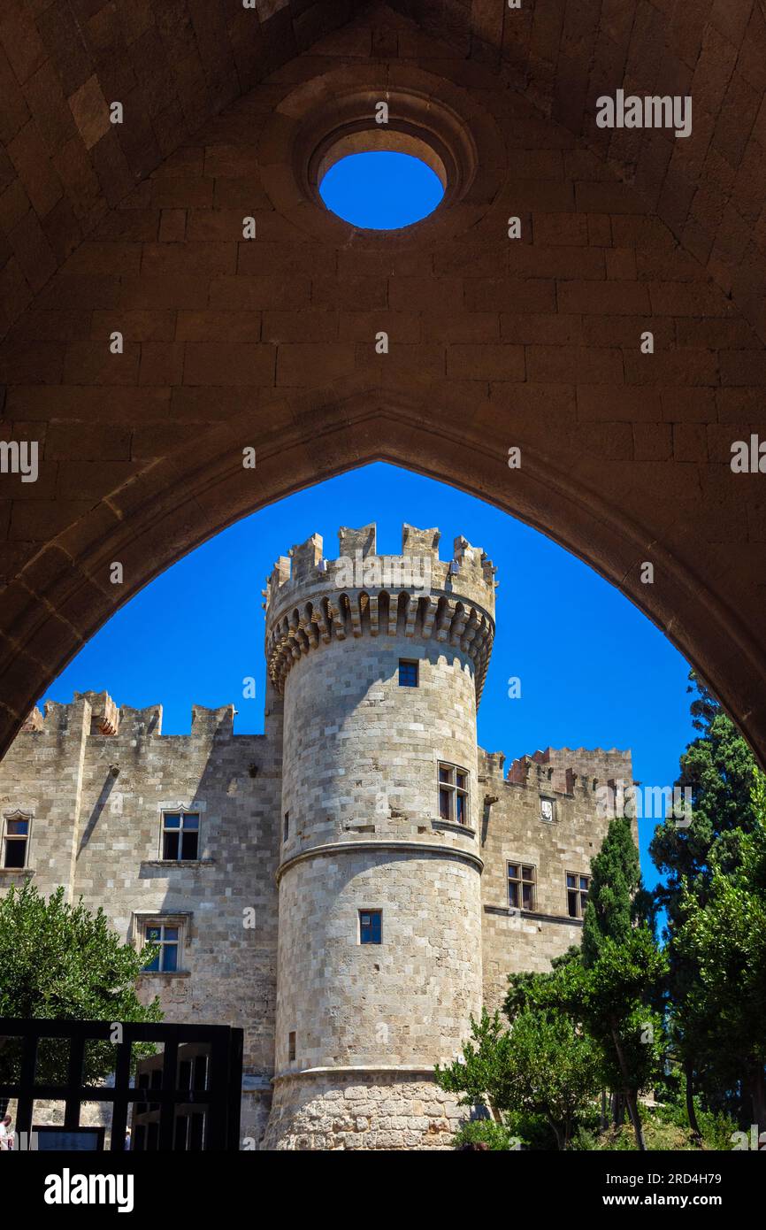 Antique architecture of old town, famous Knights Grand Master Palace ...