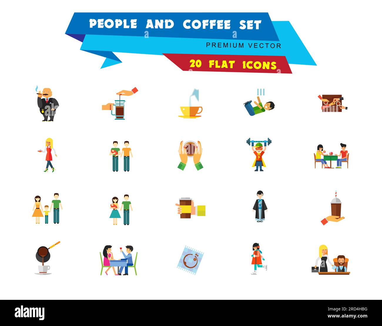 People And Coffee Icon Set Stock Vector Image & Art - Alamy