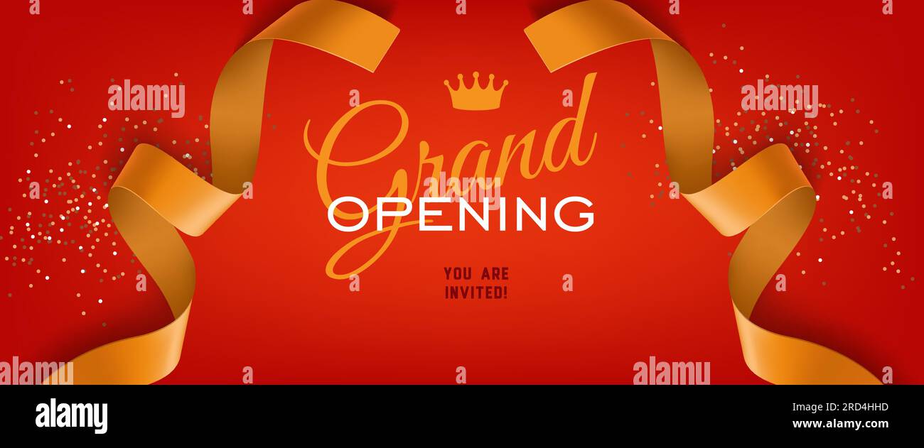 Grand opening ceremony festive banner lettering with crown Stock Vector ...