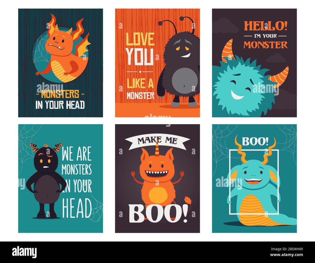 Modern greeting card designs with monsters Stock Vector Image & Art - Alamy